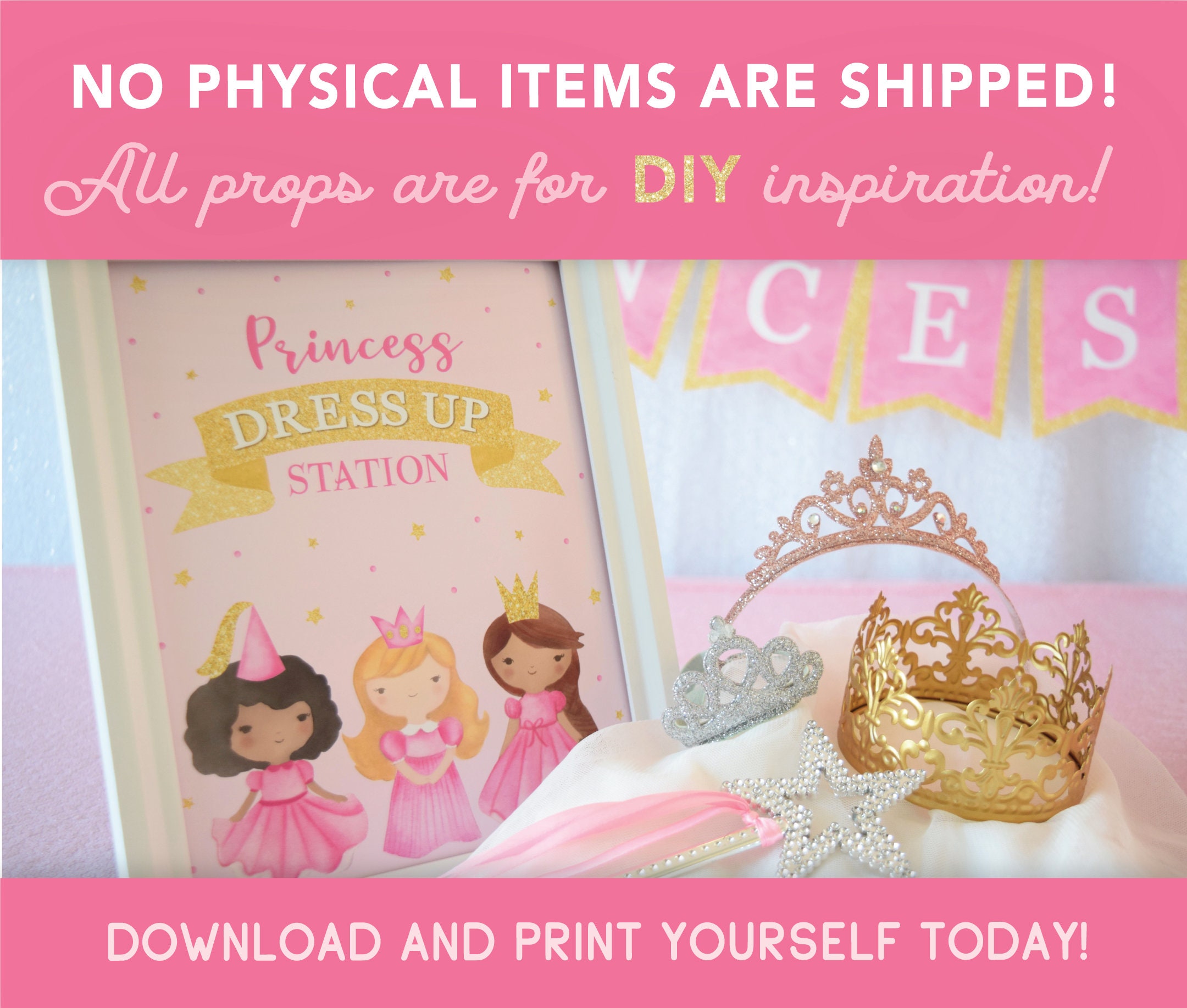 Princess Dress up Station Sign PRINTABLE Princess Birthday | Etsy Australia