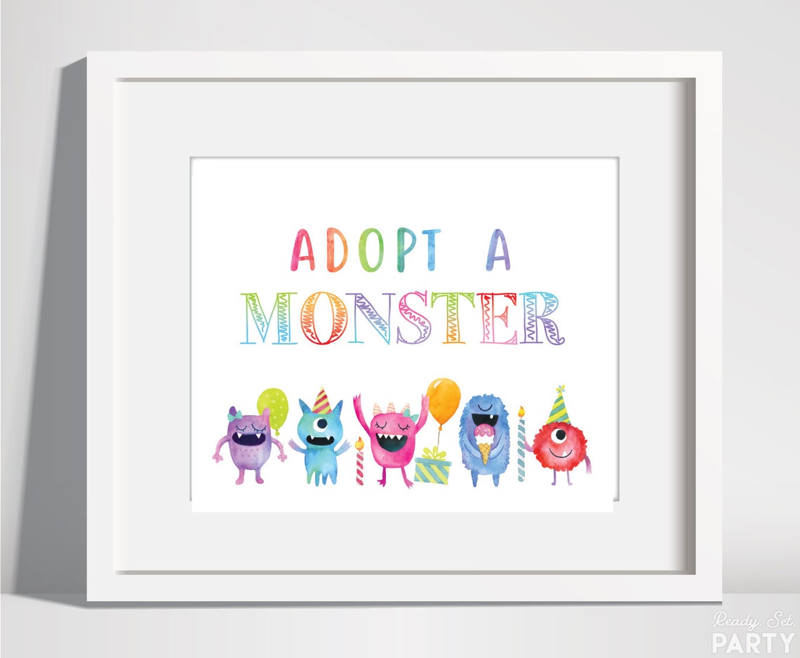 Adopt A Monster Certificate and Sign PRINTABLE, Monster Adoption, Adopt ...