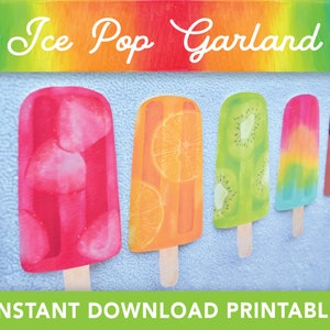 Popsicle Banner PRINTABLE, Popsicle Party Decorations, Ice Pop Garland ...