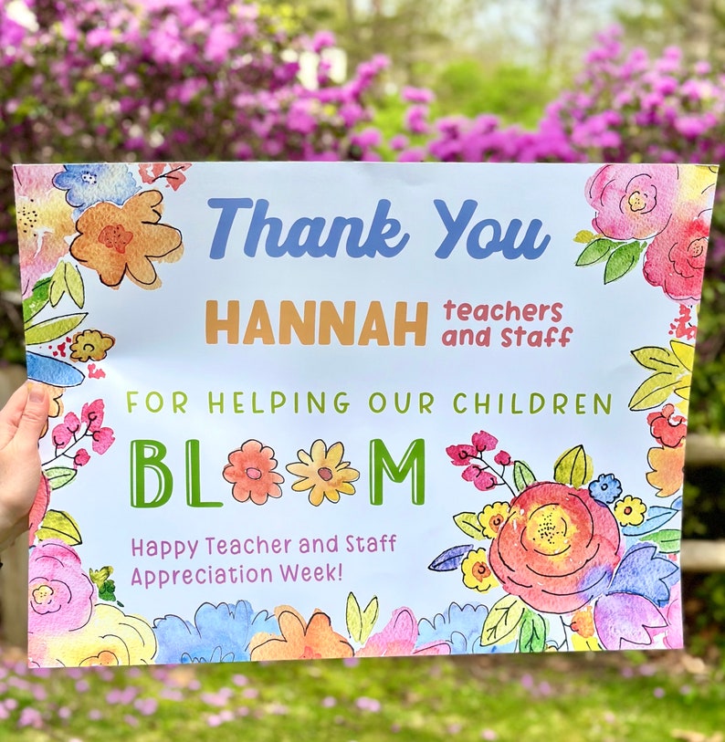 Teacher Appreciation Poster Backdrop PRINTABLE, Floral Flowers Thank ...