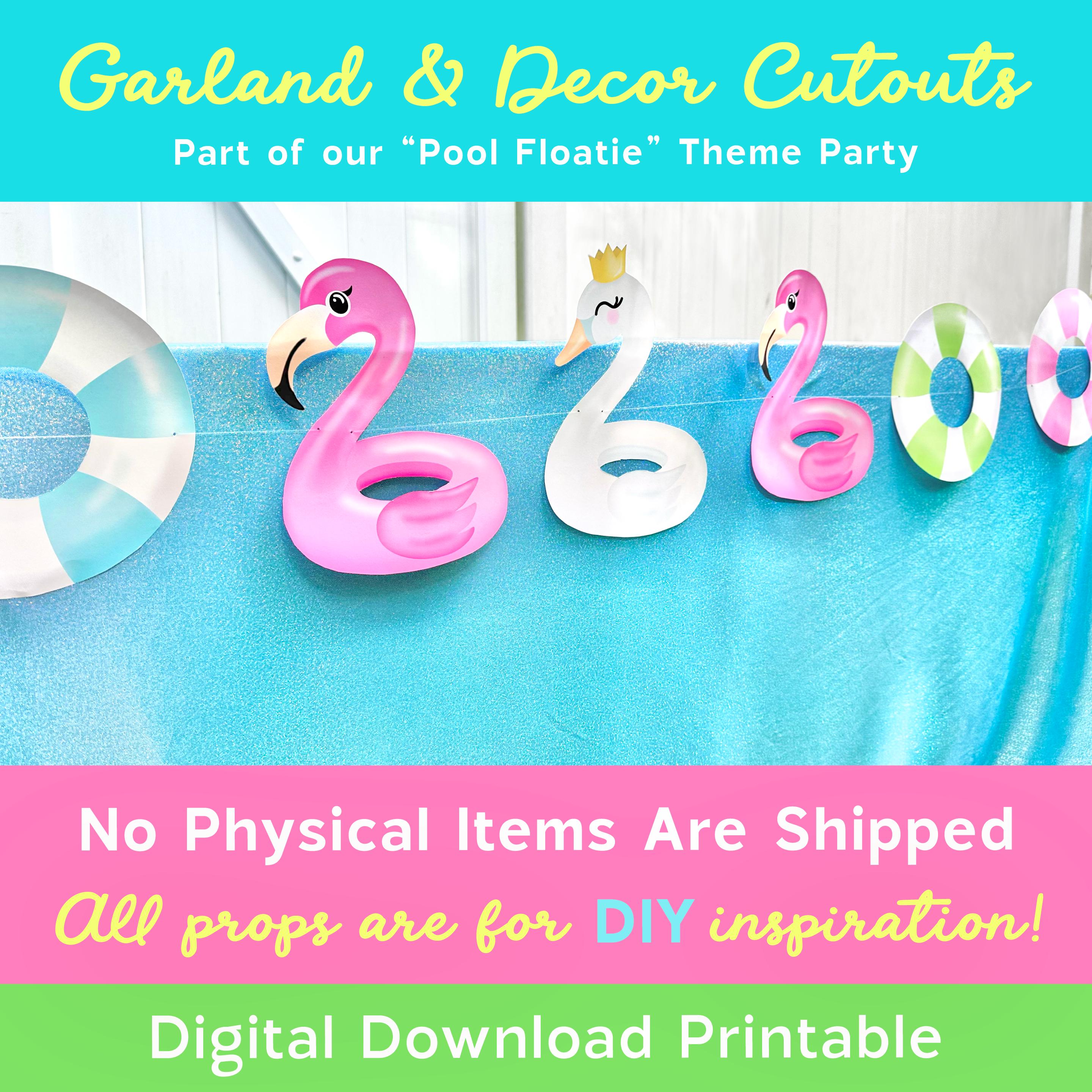 Swan Pool Float Garland PRINTABLE, Pool Floatie Party Banner, Swan ...