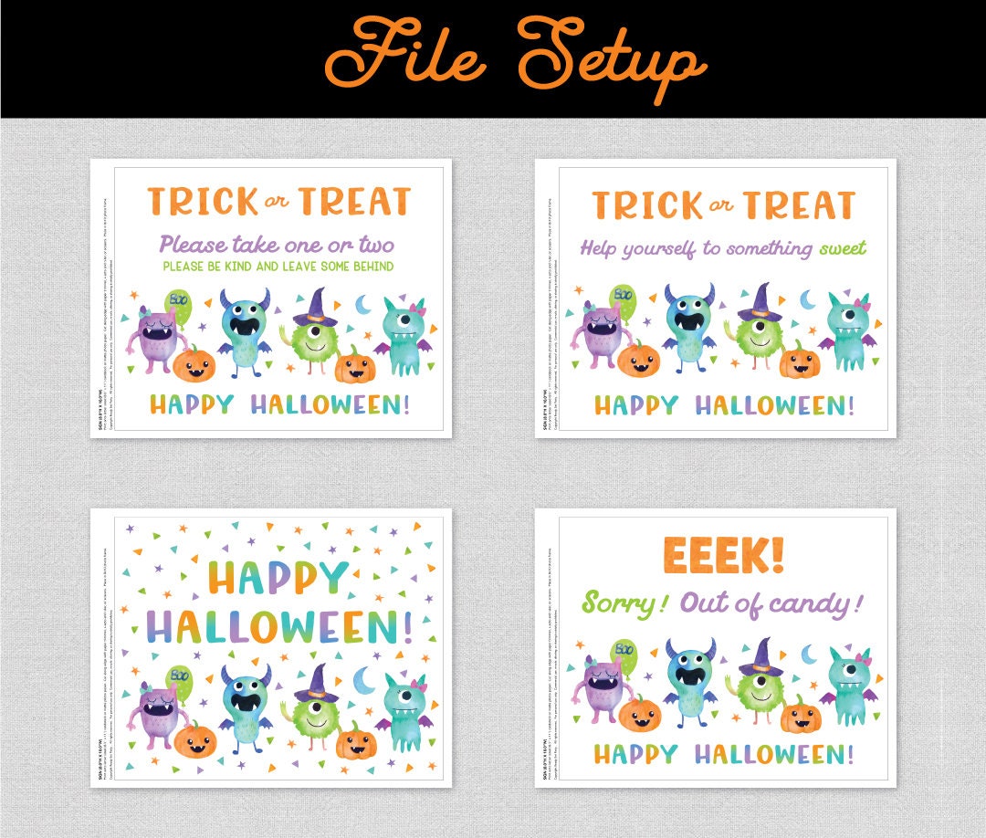 Trick or Treat Sign PRINTABLE | Halloween Please Take One Sign | Happy ...