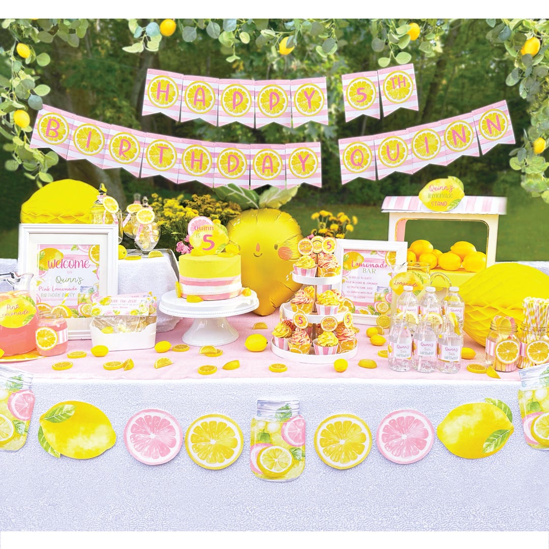 Pink Lemonade Decorations Bundle Package PRINTABLE, Lemon Birthday ...
