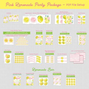 Pink Lemonade Decorations Bundle Package PRINTABLE, Lemon Birthday ...