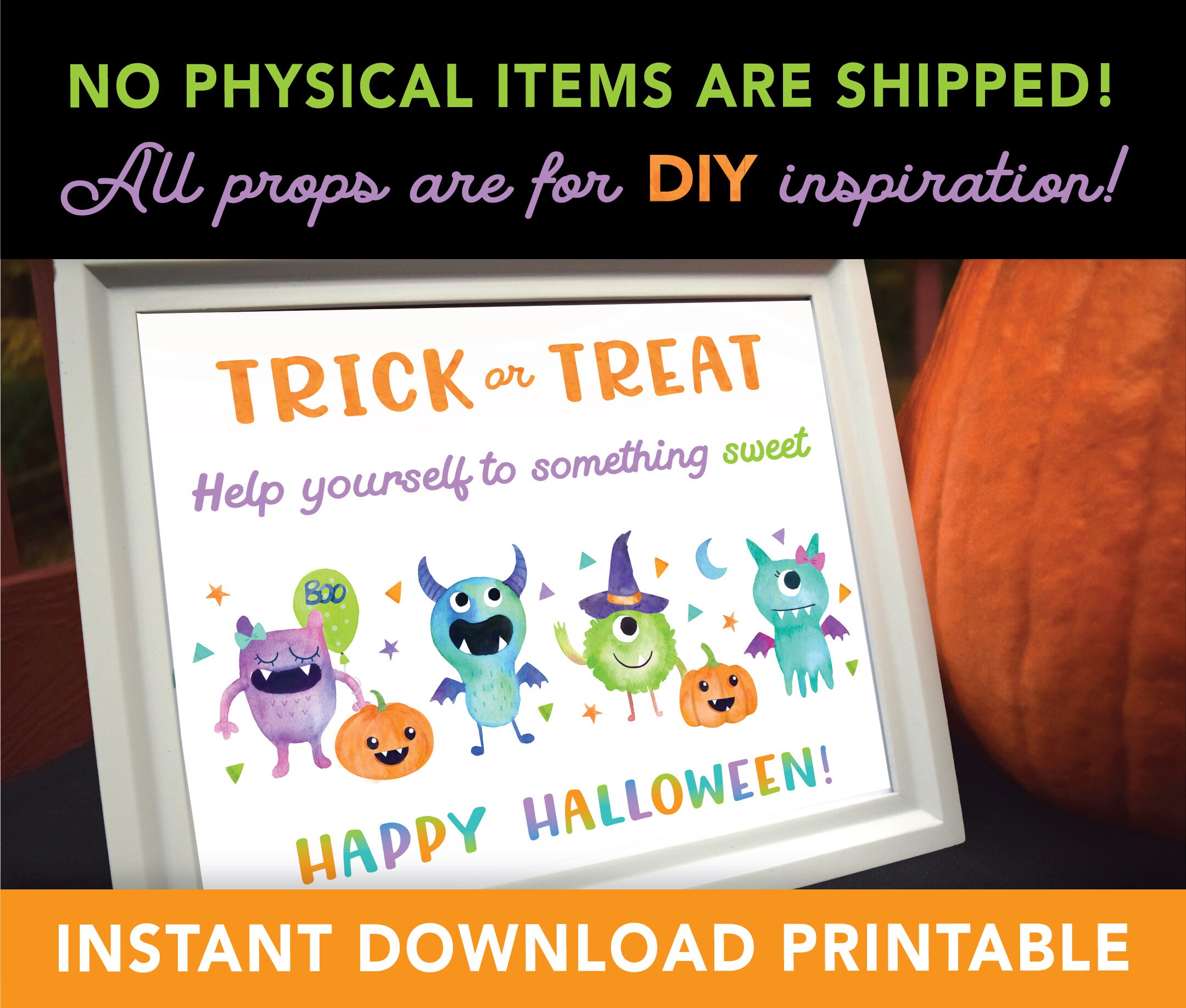 Trick or Treat Sign PRINTABLE | Halloween Please Take One Sign | Happy ...