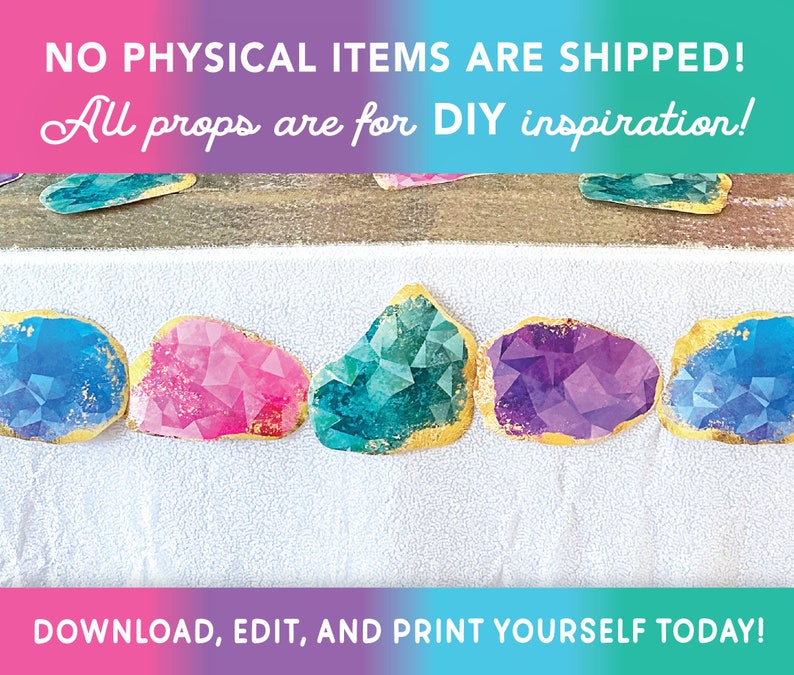 Gemstone Banner PRINTABLE, Gemstone Birthday Party Decorations, Gold ...