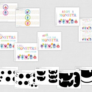 Little Monster Coloring Page Package PRINTABLE, Monster Birthday Party ...