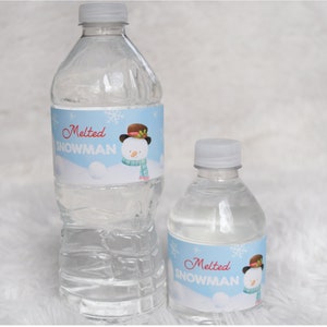 Melted Snowman Water Bottle Label Wrapper PRINTABLE, Christmas Water ...