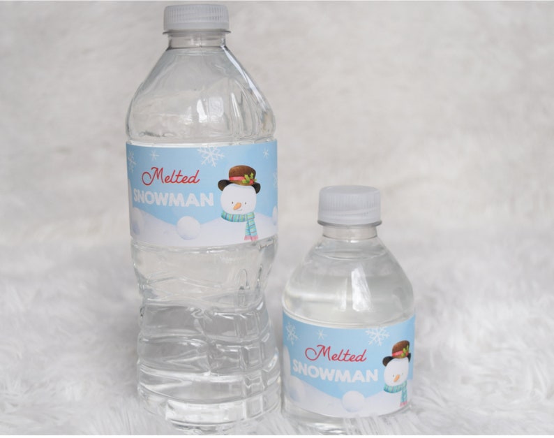 Melted Snowman Water Bottle Label Wrapper PRINTABLE Christmas - Etsy