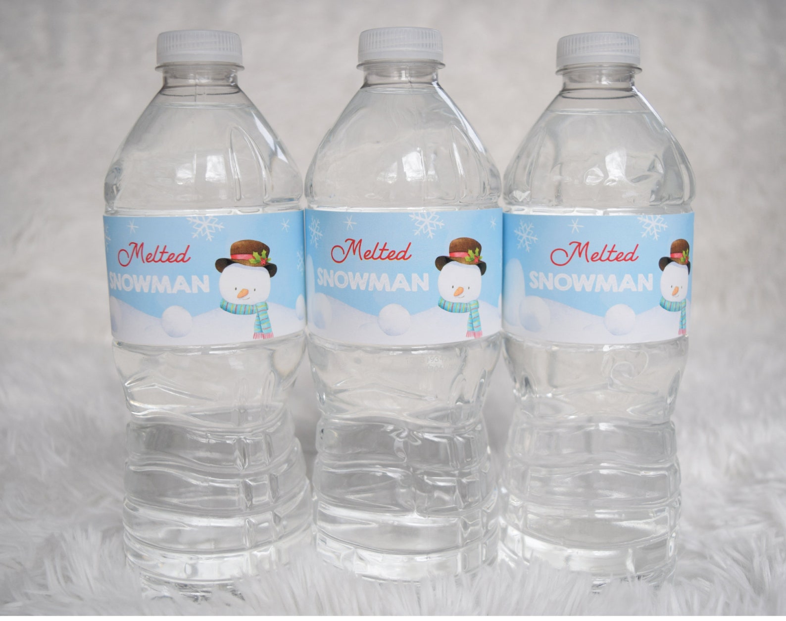 Melted Snowman Water Bottle Label Wrapper PRINTABLE Christmas - Etsy