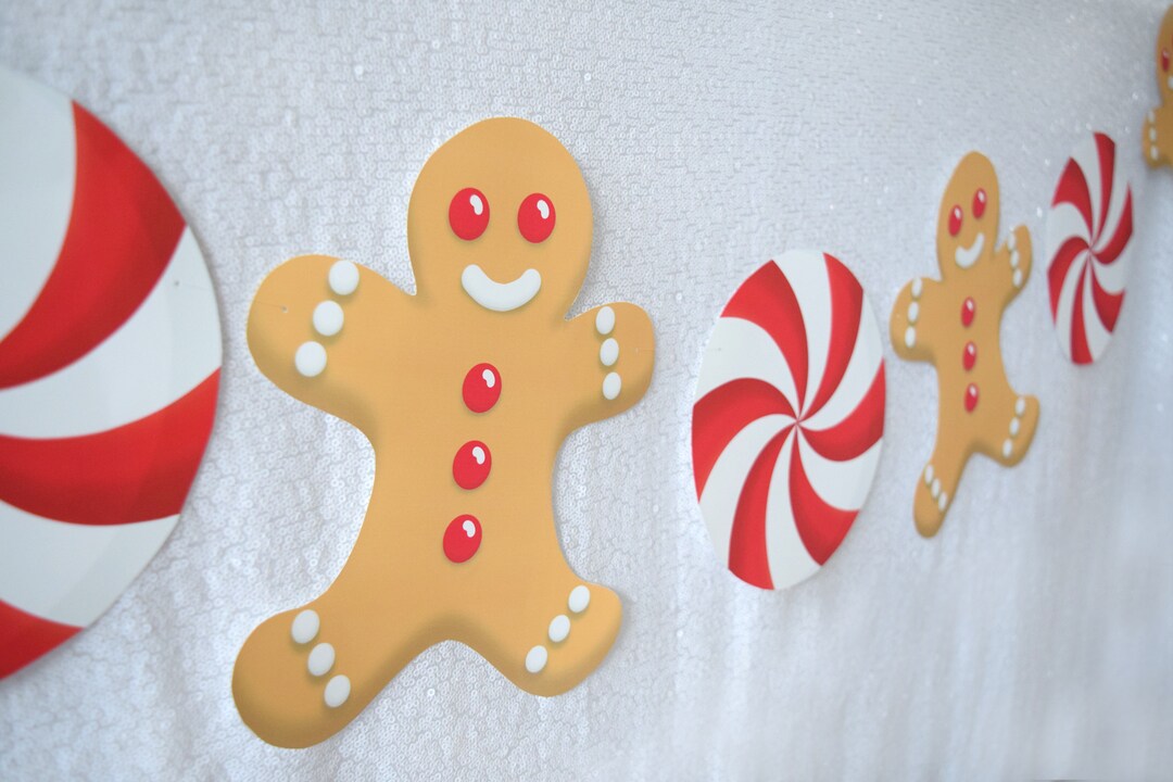 Peppermint Gingerbread Garland PRINTABLE, Christmas Cookie Party ...