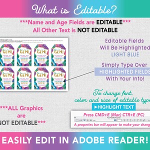 Gemstone Favor Tag PRINTABLE, Gemstone Birthday Party Gift Tag, you're ...