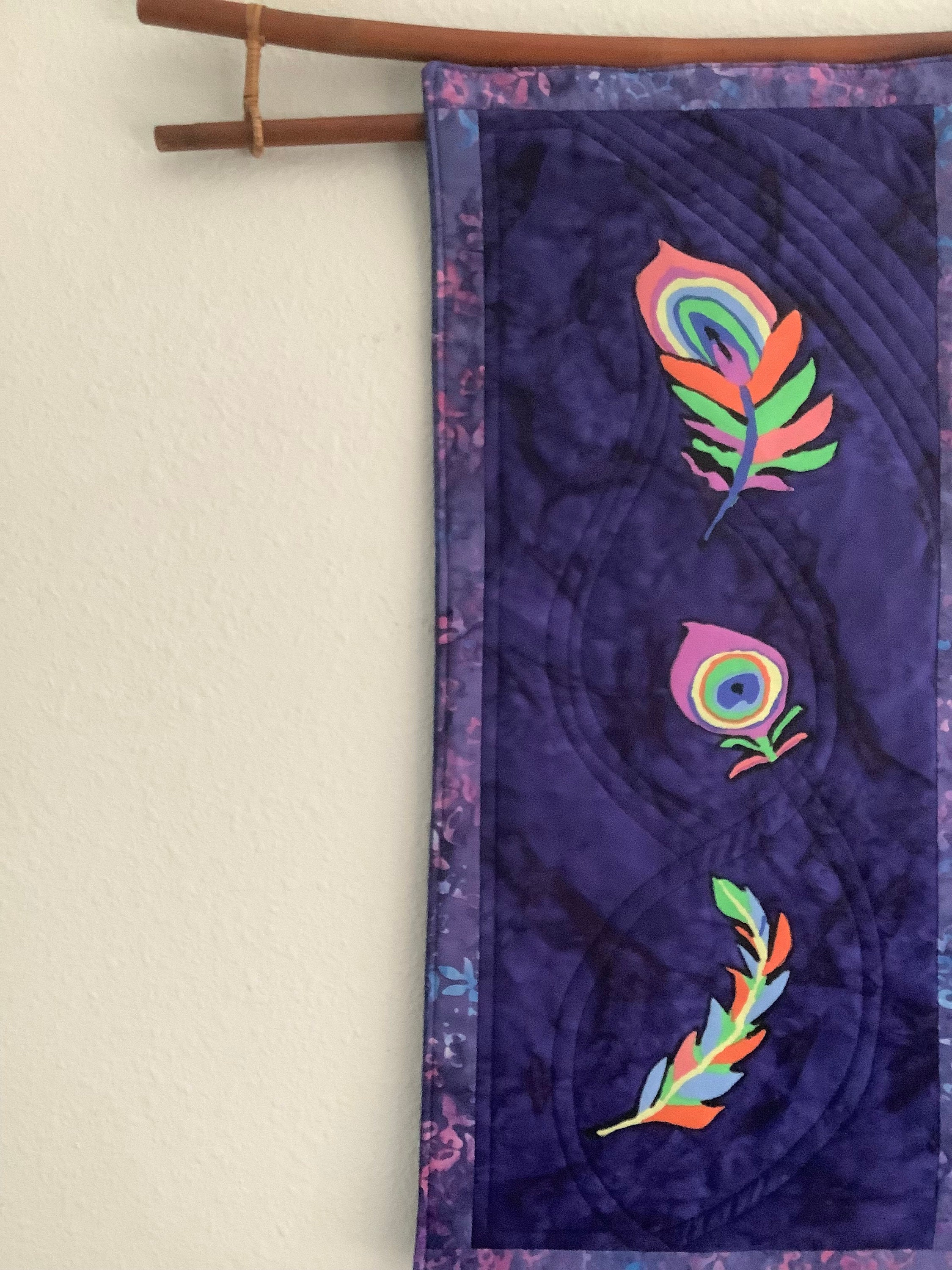 Feathers/ Leaves/ Kaffe Fassett Fabric/ Purple Batiks/ Free Spirit ...