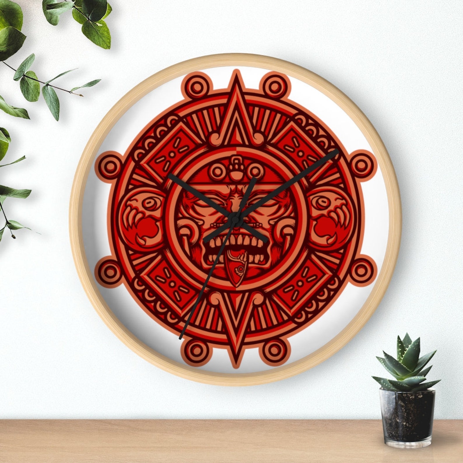 Unique Wall Clock Mayan Calendar Battery Wall Clock Mayan Art - Etsy