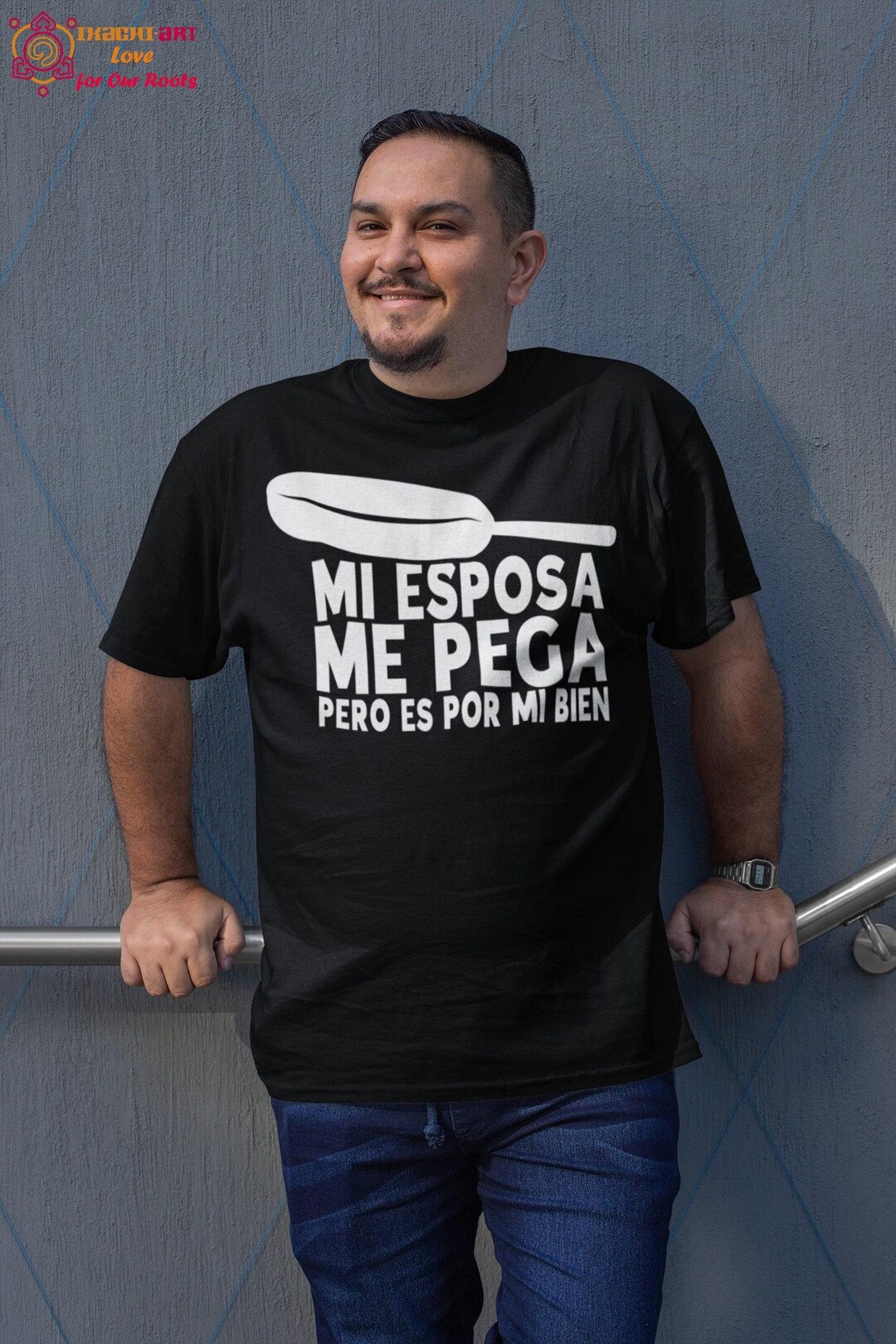 Mi Esposa Me Pega Shirt, Spanish Humor Frying Pan Men's Graphic Tee - Etsy