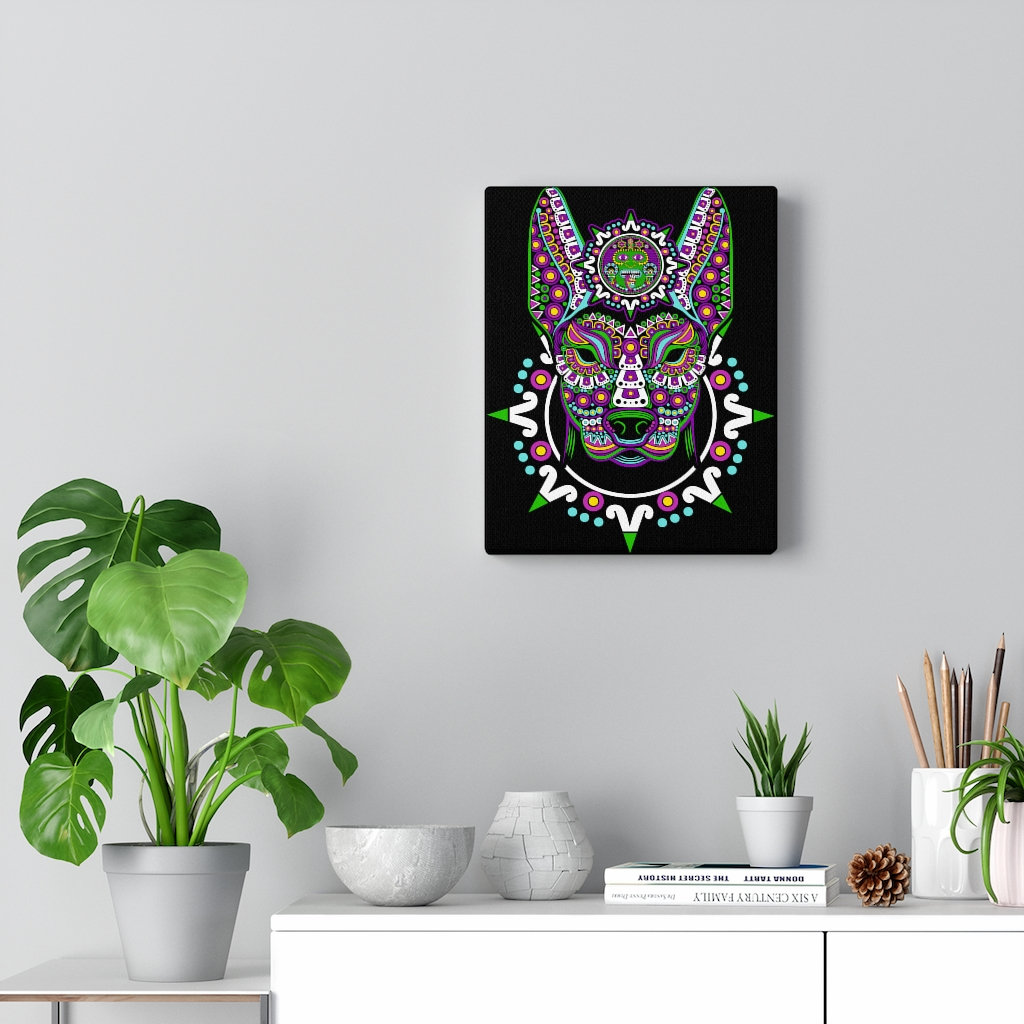 Xoloitzcuintli gallery wrap canvas print xolo aztec art print | Etsy