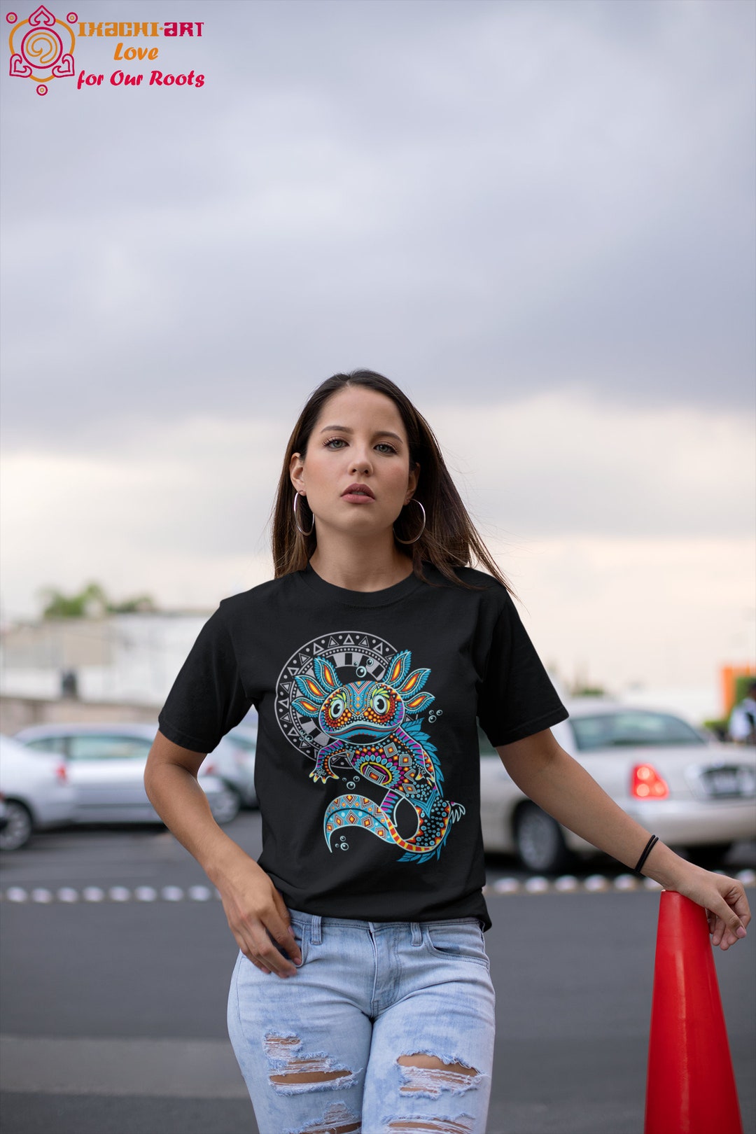 Axolotl Shirt Mexican Shirt Women Axolotl Art Mexican Art Print Animal ...
