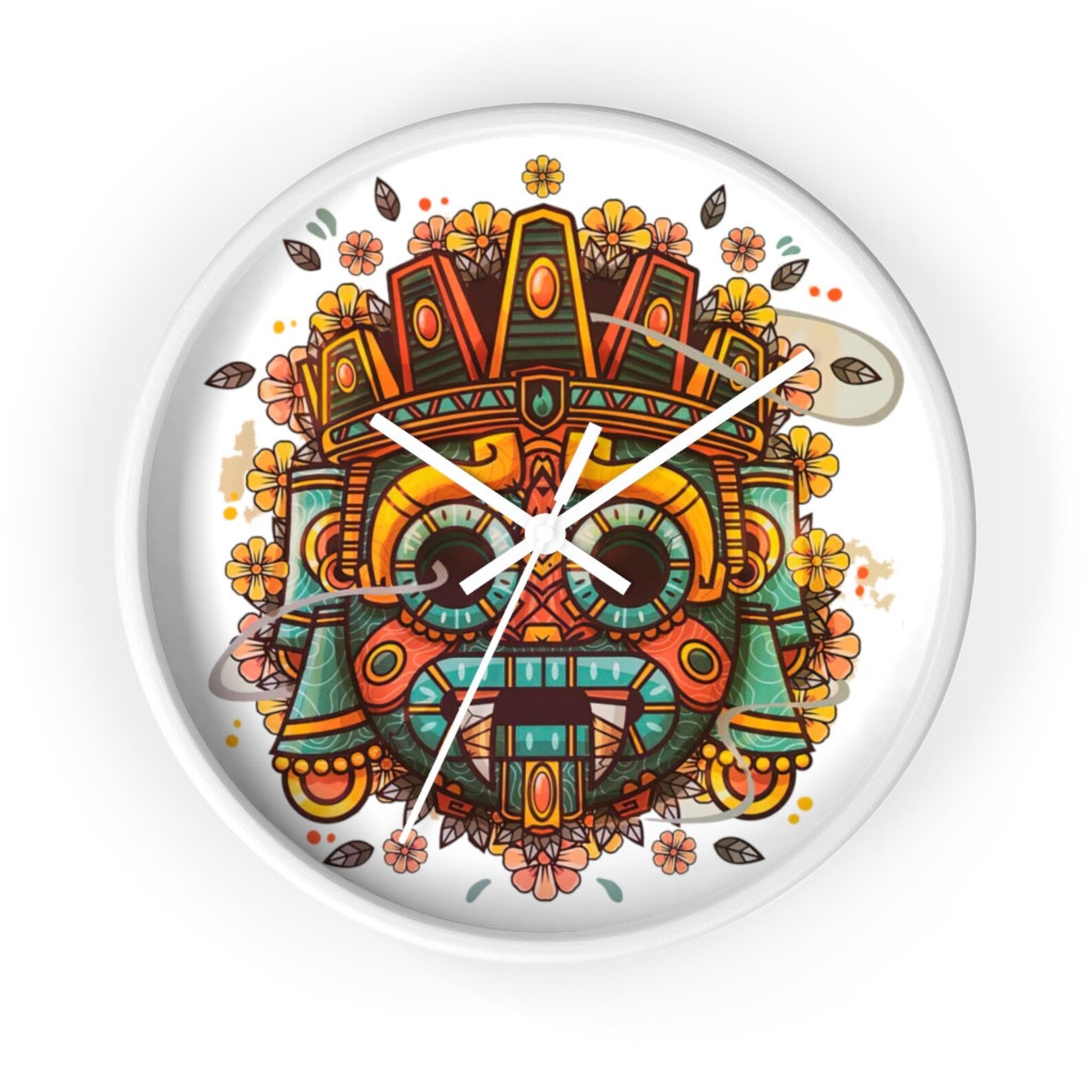 Unique Wall Clock Tlaloc Aztec Art Print Battery Wall Clock | Etsy