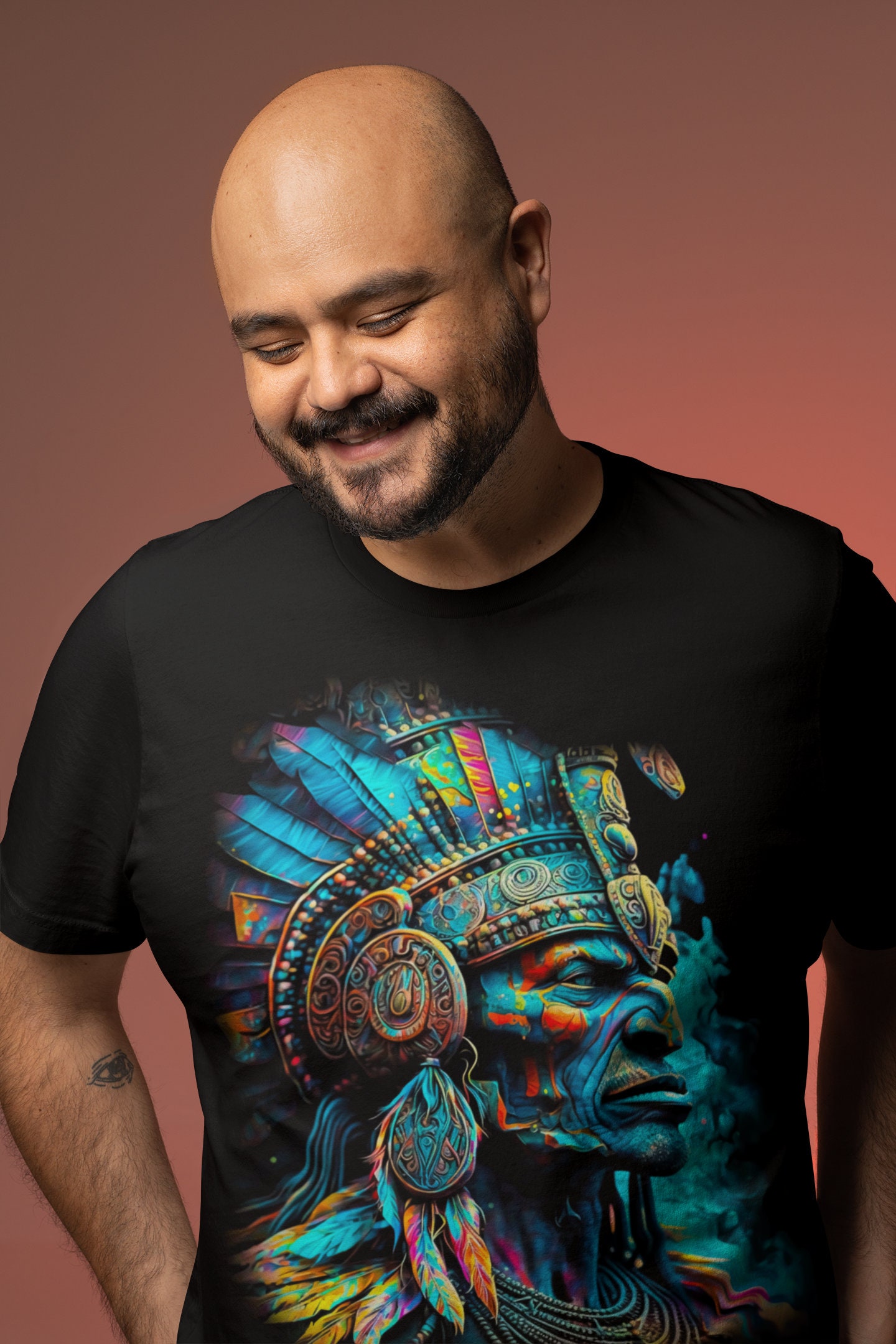 Warrior T-shirt Aztec Art Print Warrior Print Mexican Shirt - Etsy