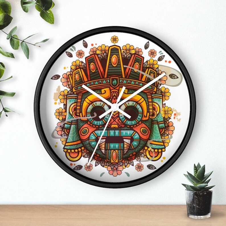 Unique Wall Clock Tlaloc Aztec Art Print Battery Wall Clock - Etsy