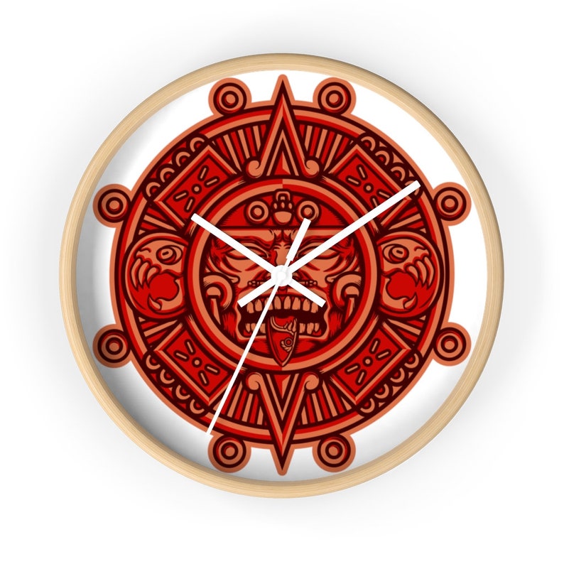 Unique Wall Clock Mayan Calendar Battery Wall Clock Mayan Art - Etsy