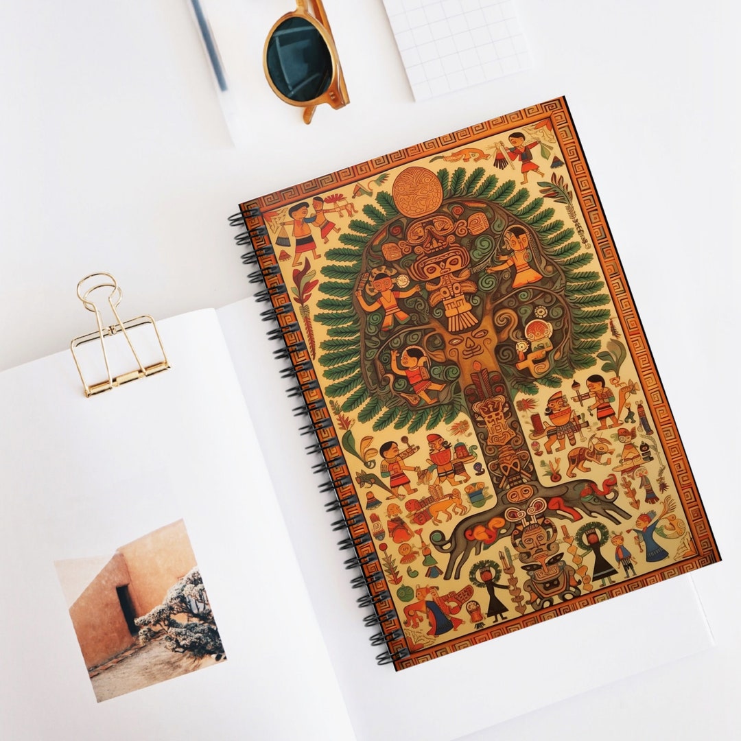 Tree of Life Notebook Aztec Art Print Mexican Folk Art Print to Do List ...