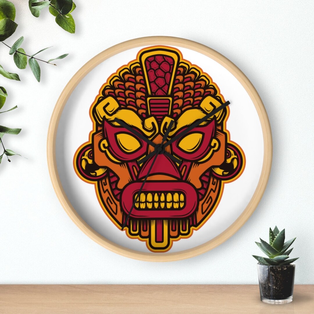 Aztec Wrestler Art Wall Clock for Mexican Themed Decor and Unique Gifts ...