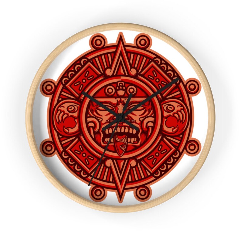 Unique Wall Clock Mayan Calendar Battery Wall Clock Mayan Art - Etsy