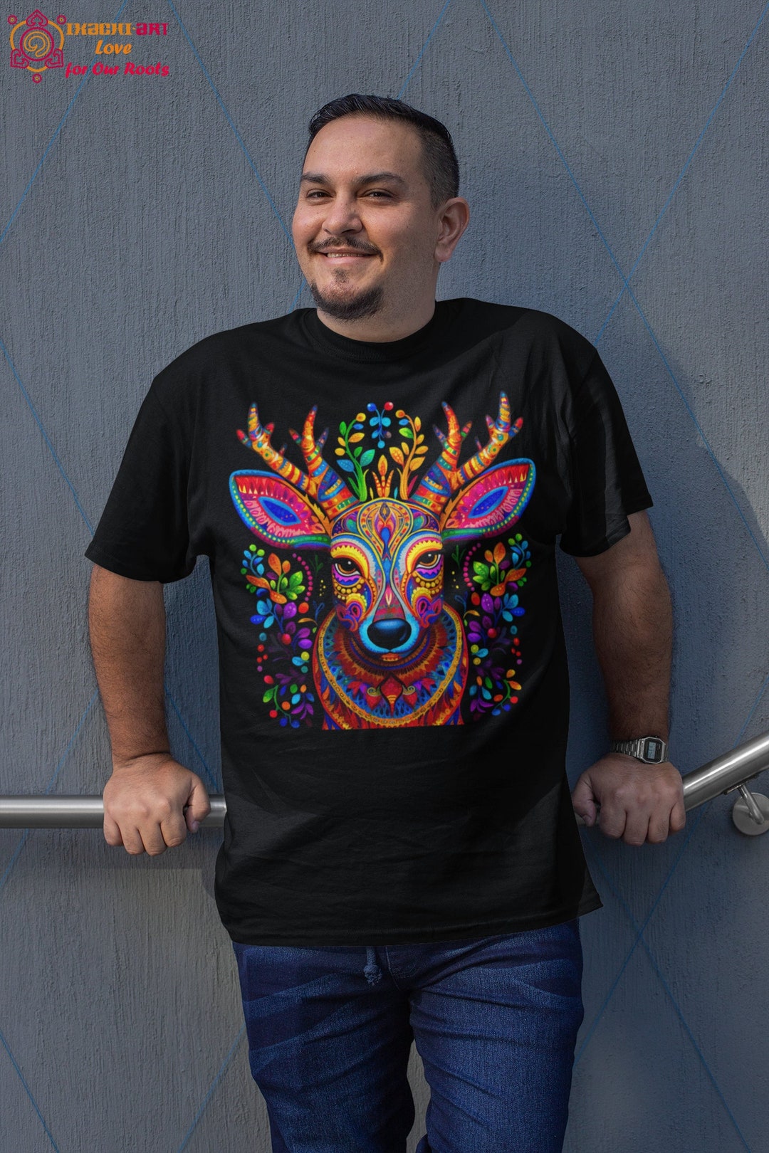 Deer Tshirt Huichol Art Mexican Tshirt Mexican Shirt Men Mexican ...