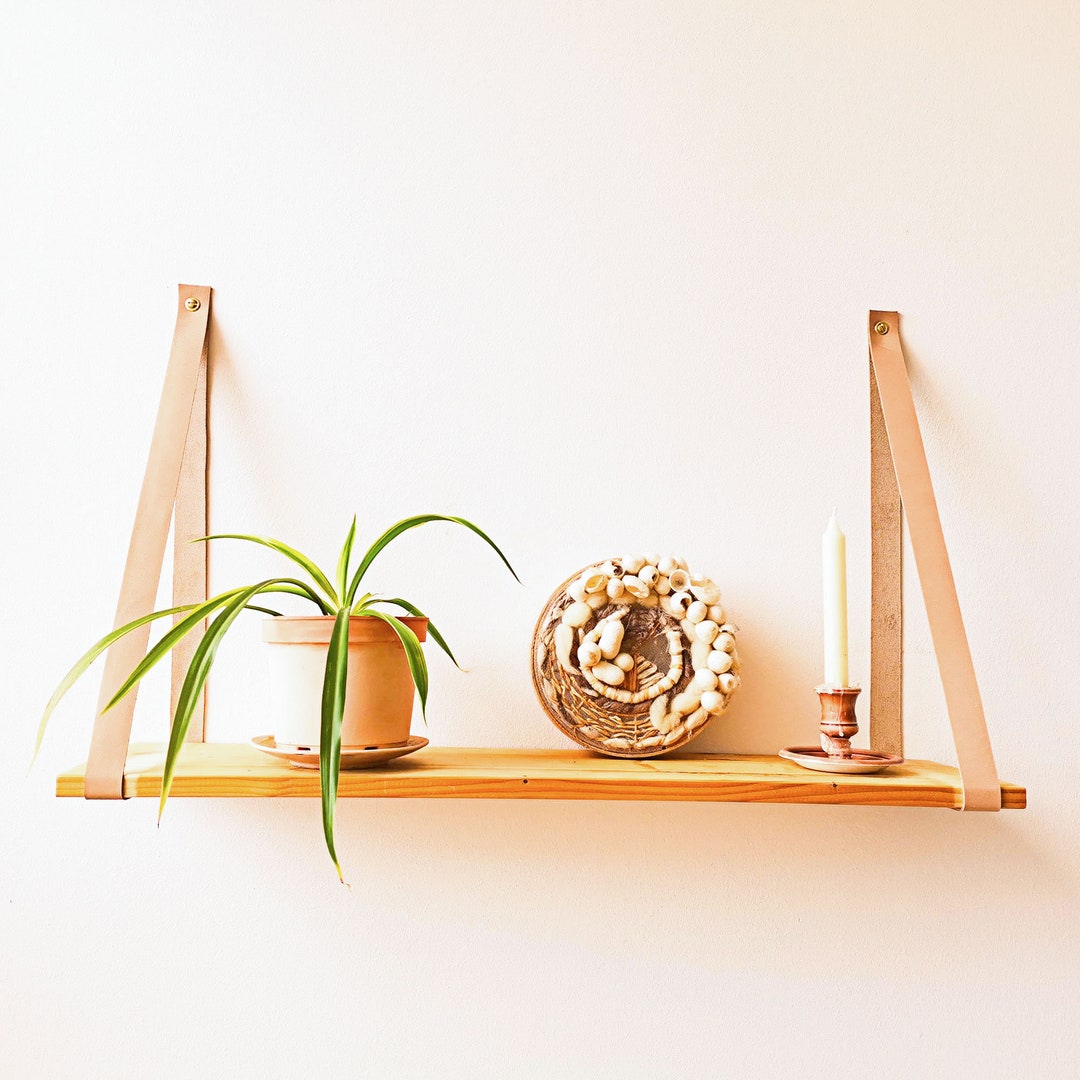 Floating Shelf Brackets, Leather Strap Shelf, Decorative Shelf Brackets ...