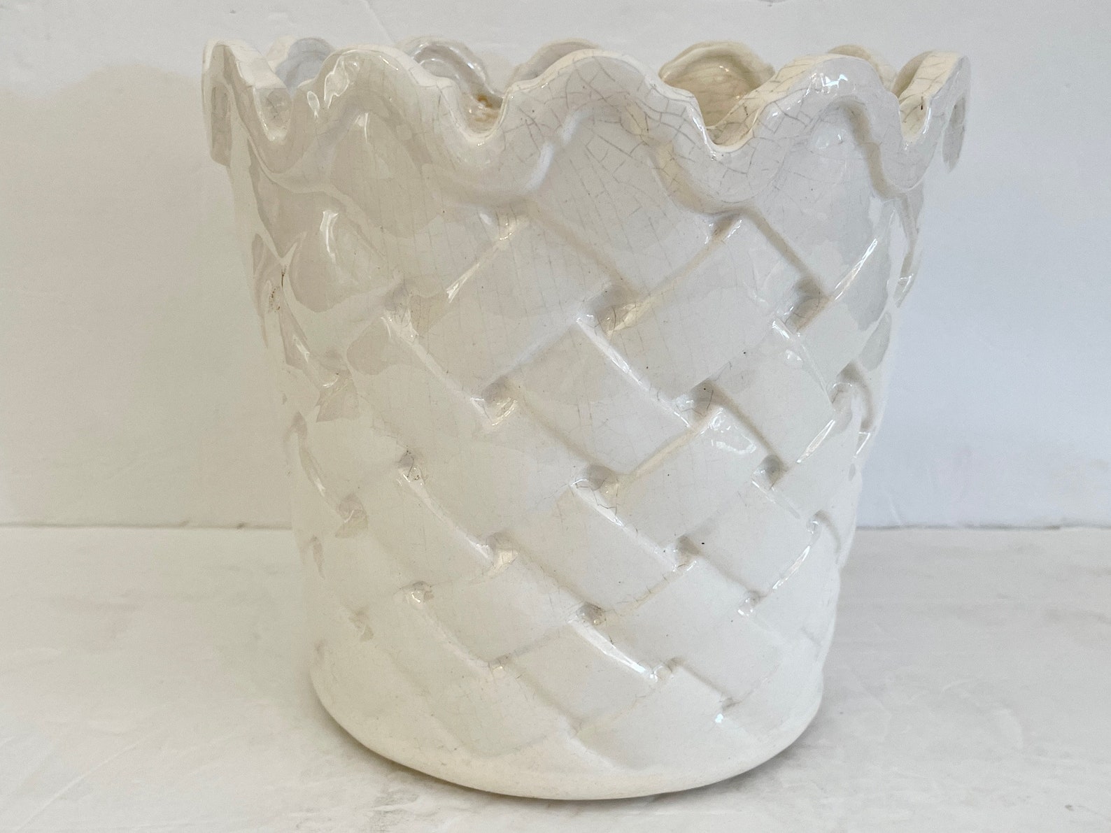 Faux Woven Basket Ceramic Cachepot - Etsy