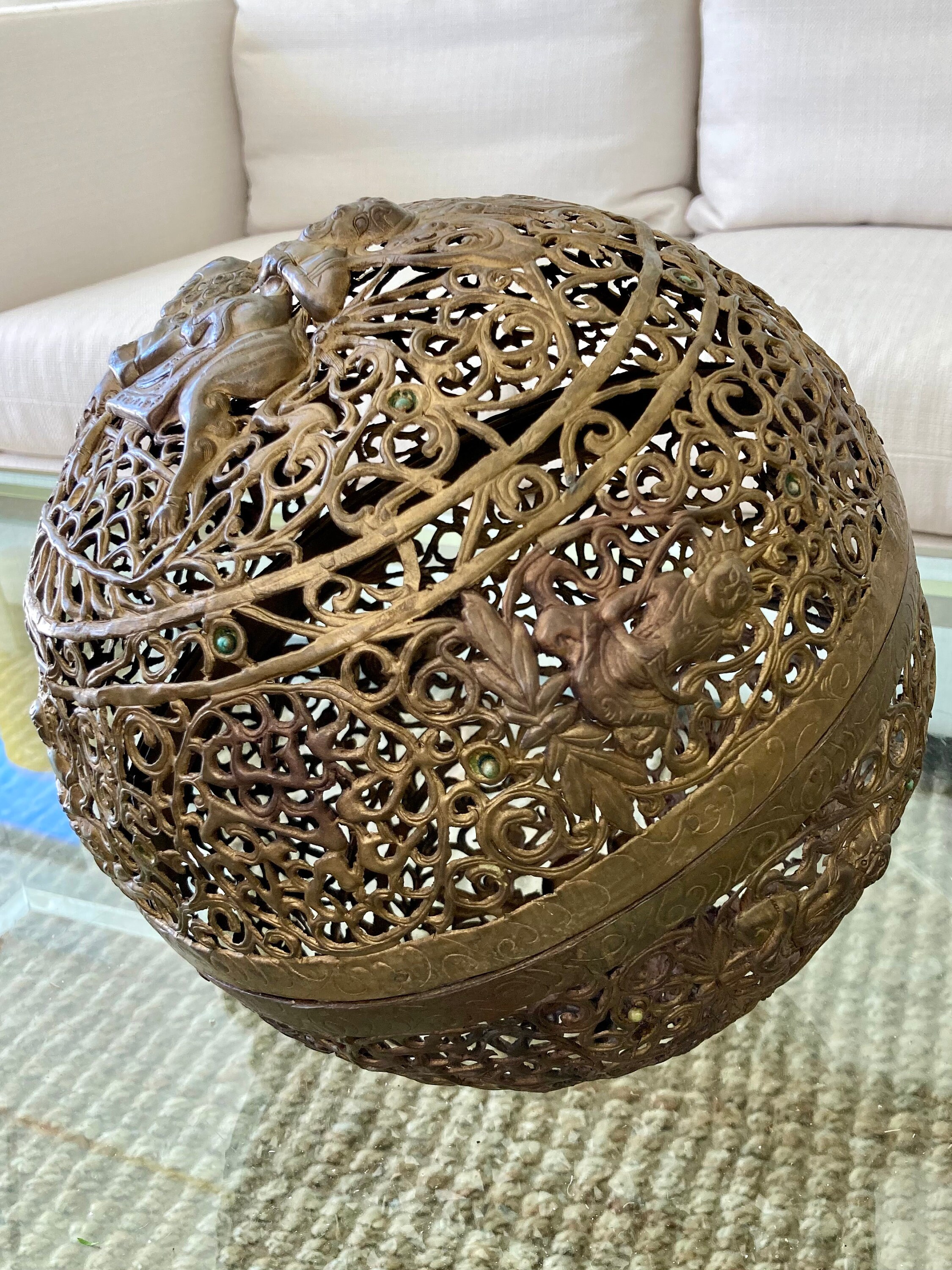 Large Asian Brass Ball Incense Holder - Etsy