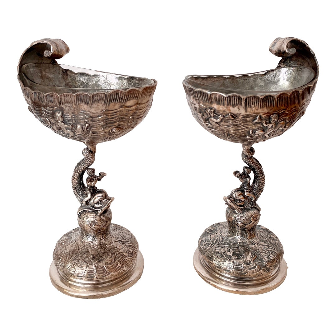 Grotto Metal Footed Dish - a Pair - Etsy
