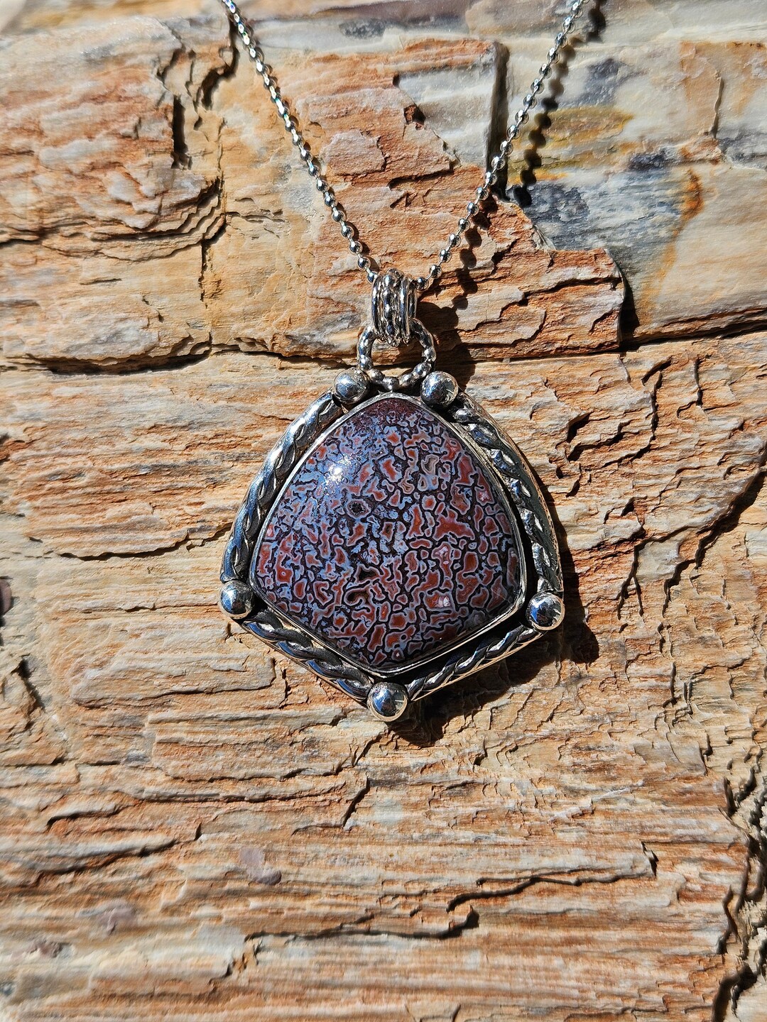 Dinosaur Gembone Pendant Set in Sterling Silver - Etsy