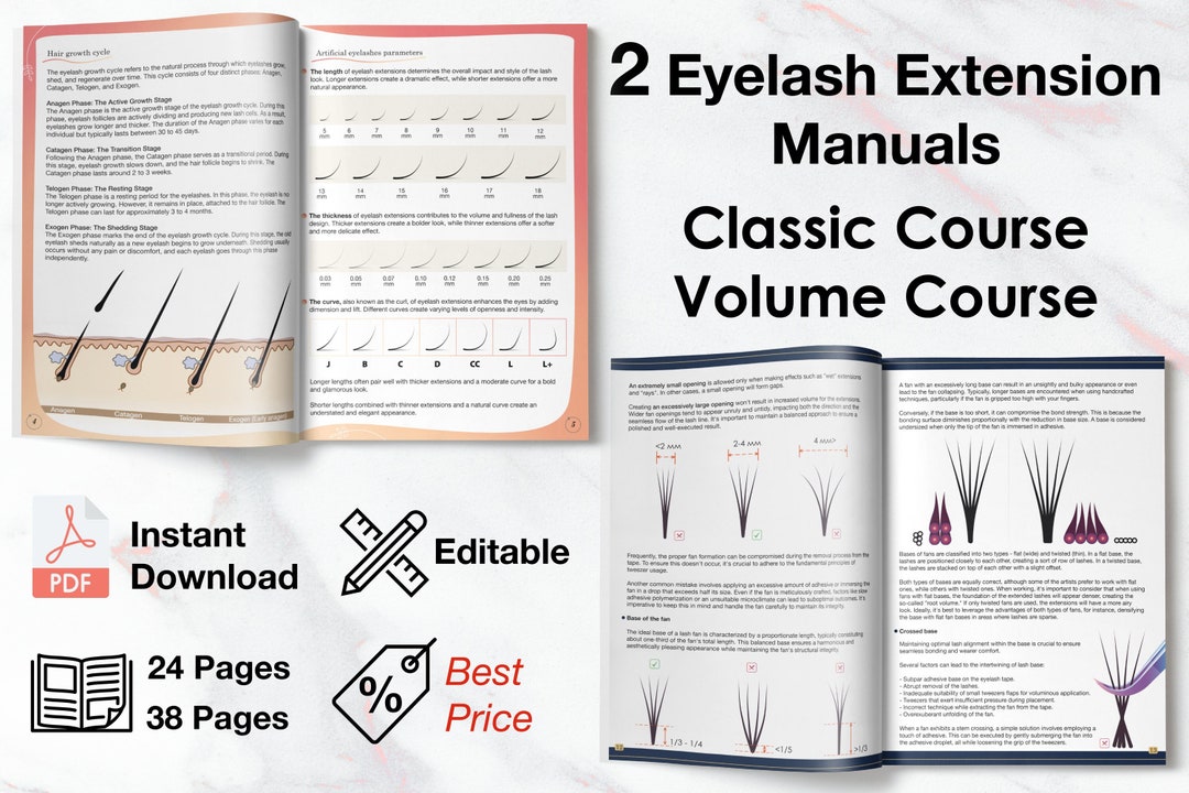2 Eyelash Extension Manuals. Classic Course and Volume Course. 2 ...