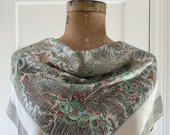 1960's LIBERTY of LONDON Silk Scarf/asian Theme Print Scarf/vintage ...