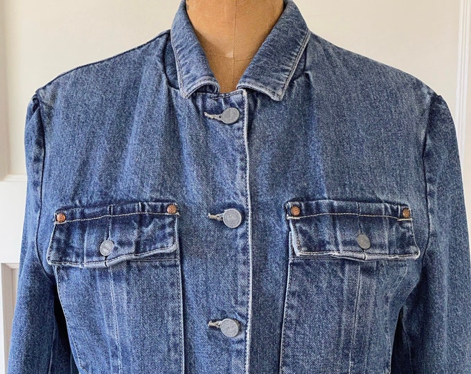 Vintage 90s Denim Jacket/90s Democracy Jean Jacket/long Denim Jacket ...