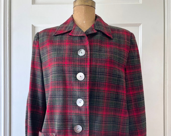 Vintage 1950’s 49er Pendleton Wool Plaid Jacket Red Green/classic ...
