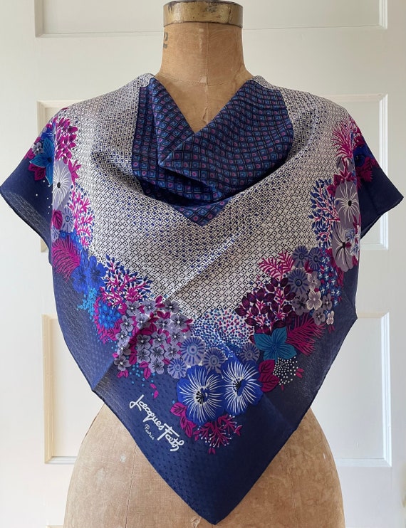 1950s Jacques Fath silk scarf geometric design revers… - Gem