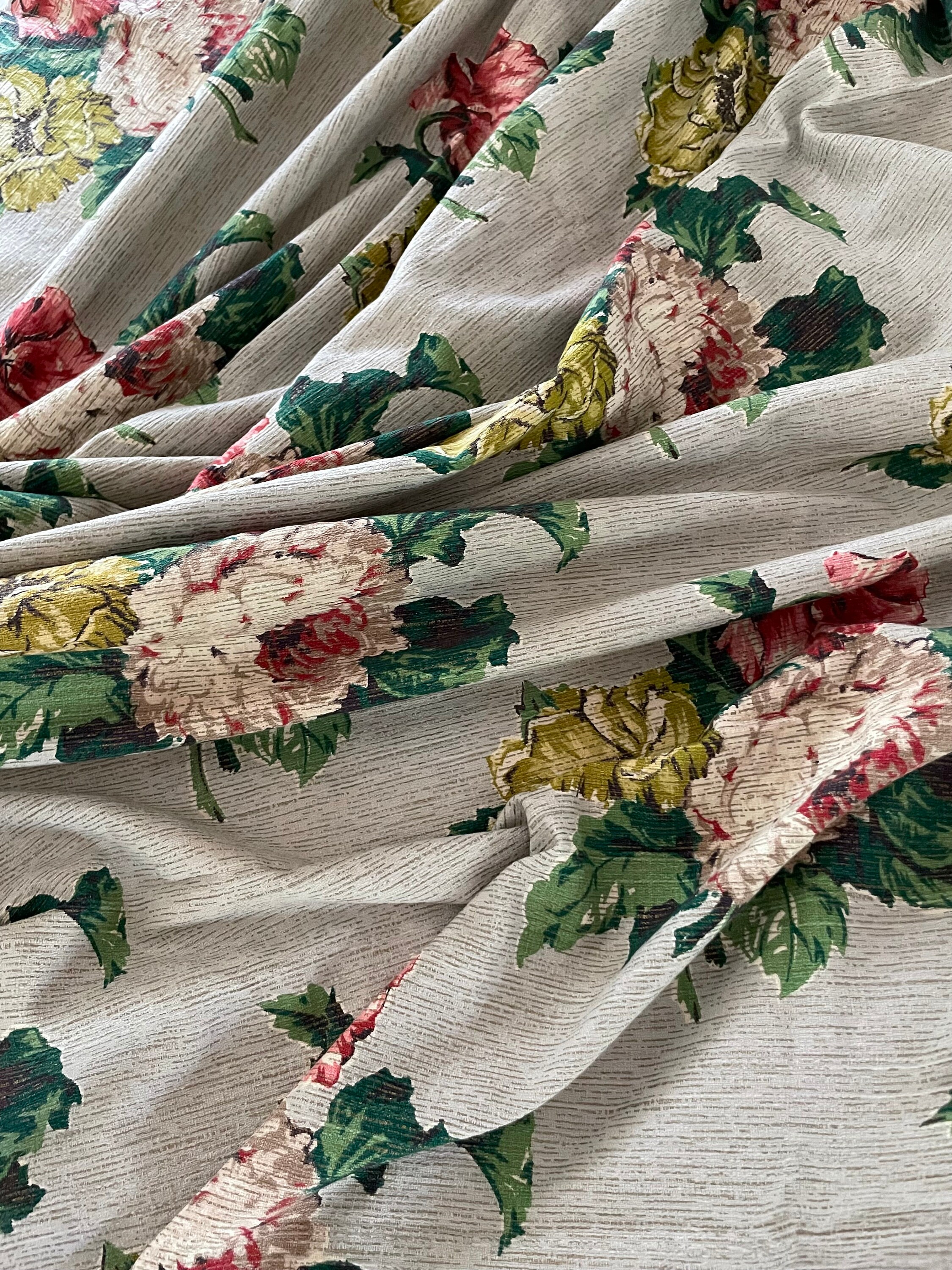 Vintage 40s Cofabco Floral Barkcloth Vintage Textile Vintage Barkcloth ...