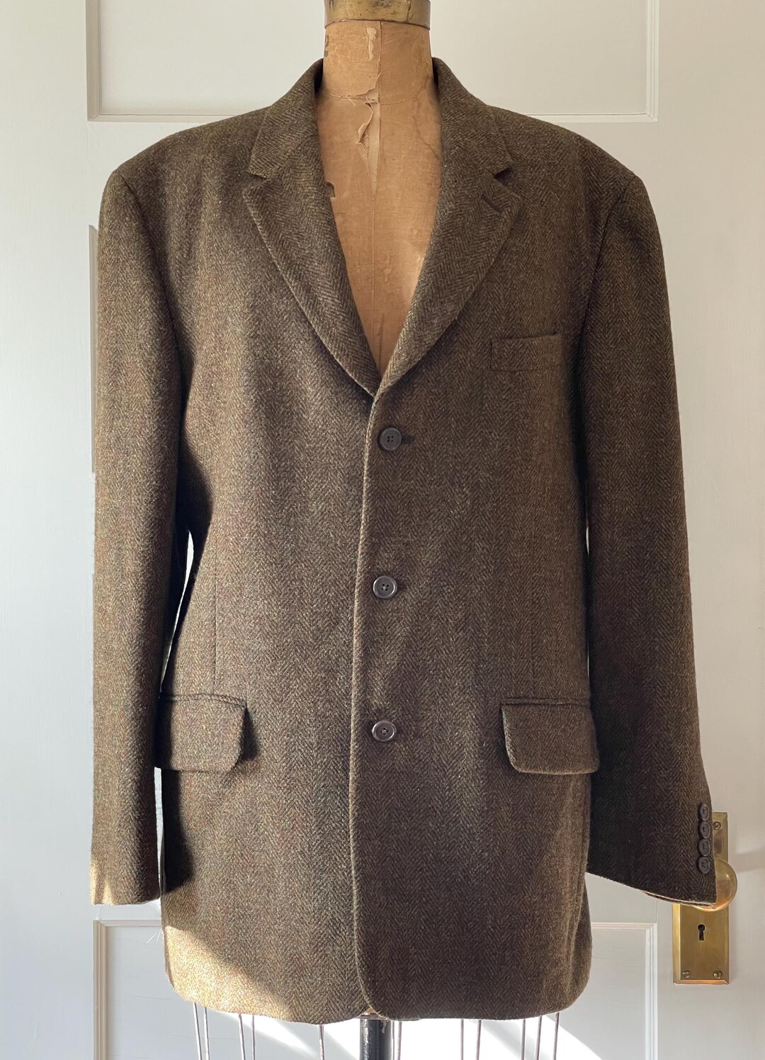 Vintage Y2K J Crew Men’s Tweed Sport Coat | Olive Speckled Wool Blazer ...