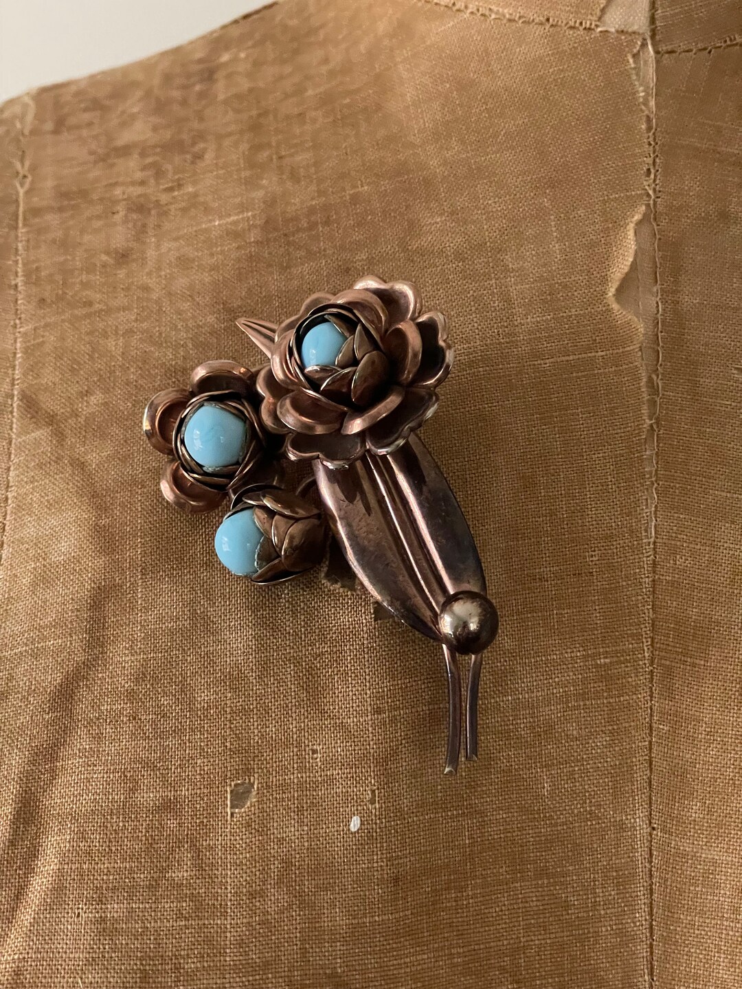 Vintage Dark Copper Tone Bouquet Brooch | Dark Tone Metal With ...
