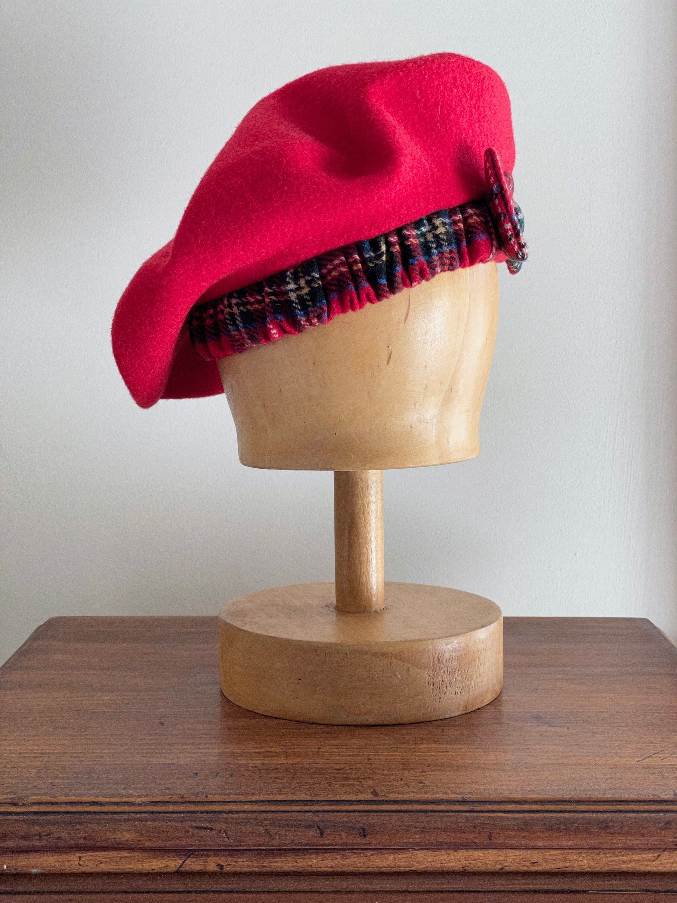 Vintage 80s Red Tartan Beret/kangol Wool Beret/kangol Wool Tam/tartan ...