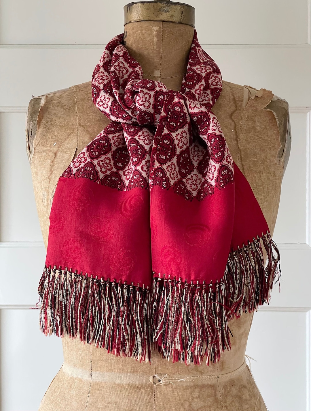 Vintage 40s Mens Silk Opera Scarf/mens Hand Printed Silk Scarf/hand ...