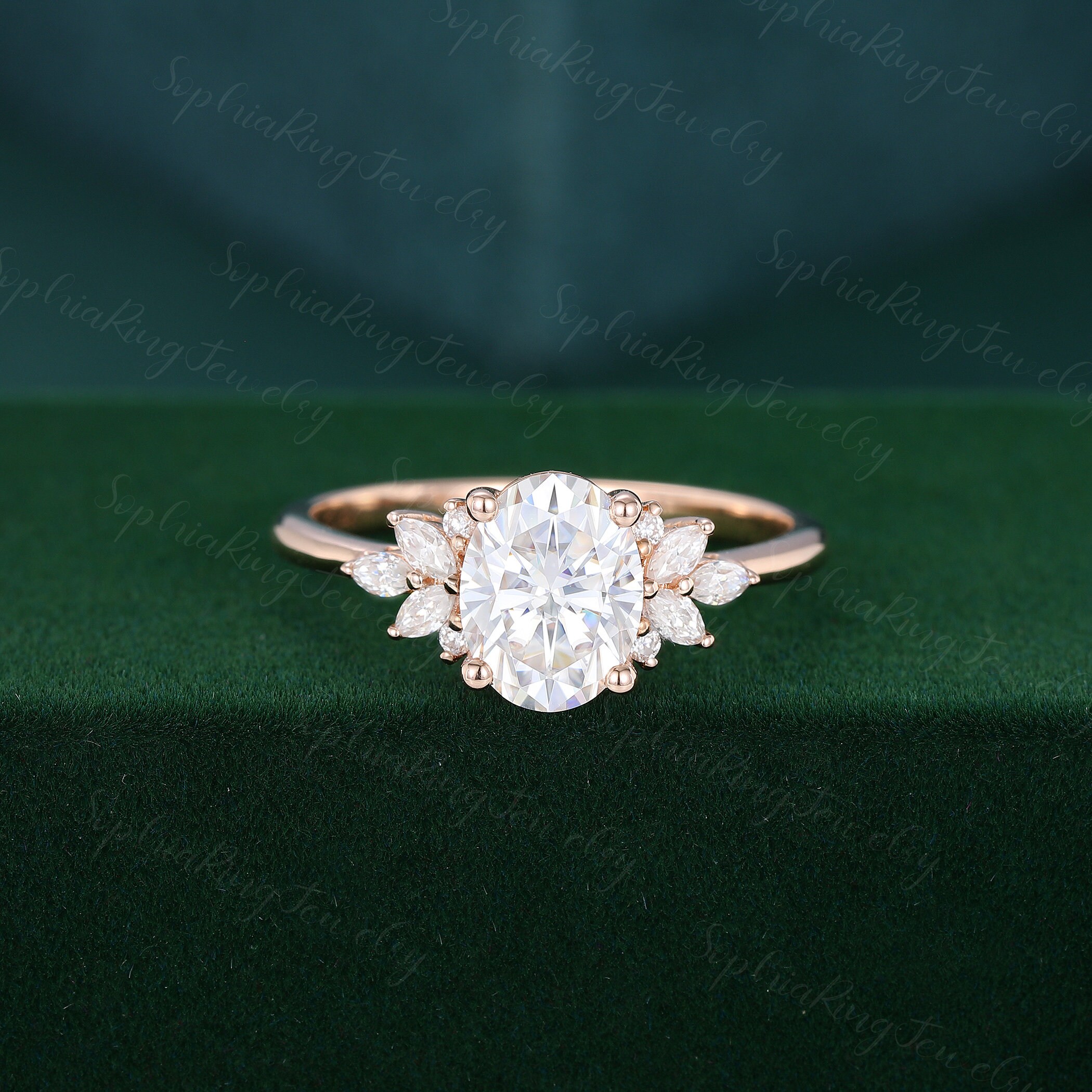 3PCS Oval Cut Moissanite Engagement Ring Set Vintage Rose Gold | Etsy