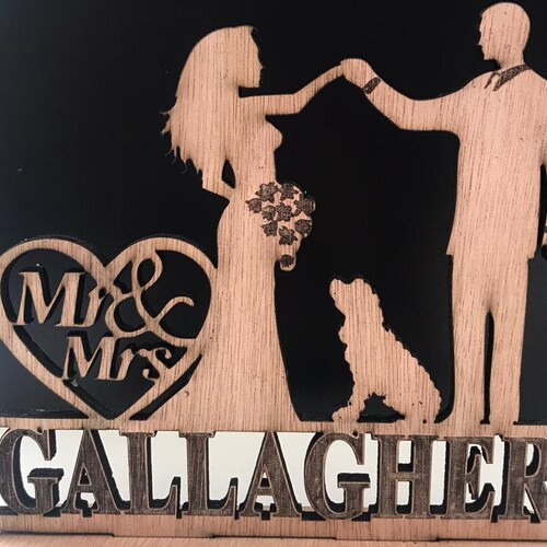 Bride Groom and Cavapoo Dog Acrylic Silhouette Wedding Cake - Etsy