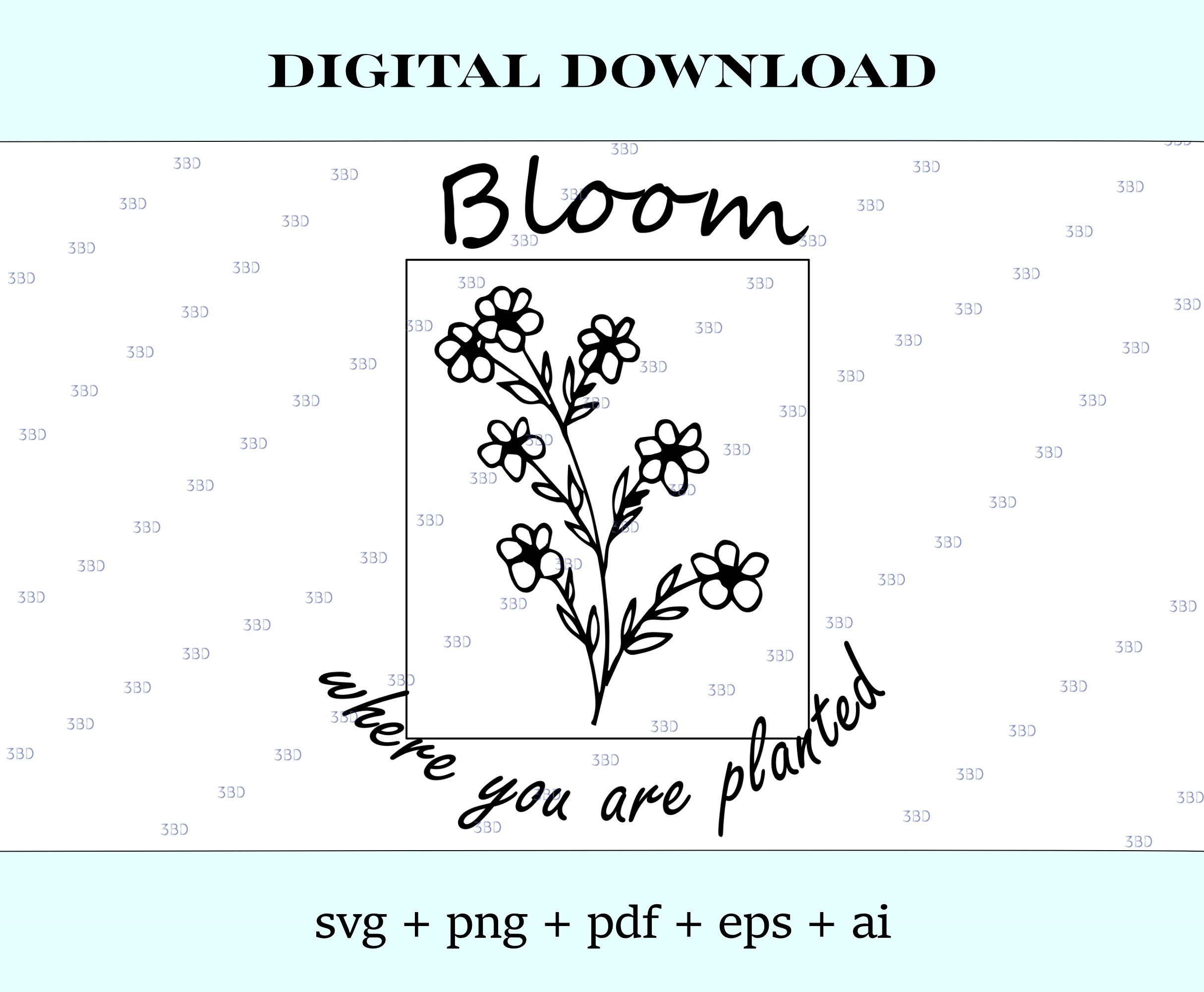 Bloom Vector Images for Cricut and Laser Engraver Etc, Clipart, Png ...
