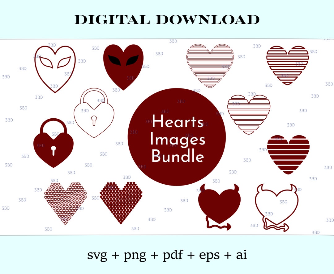 Hearts Bundle - Vector Images for Cricut and Laser Engraver Etc ...