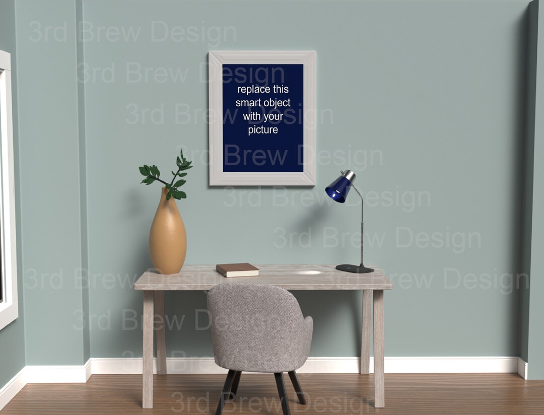 Home Office Photo Frame Mockup Scene - Portrait - Etsy