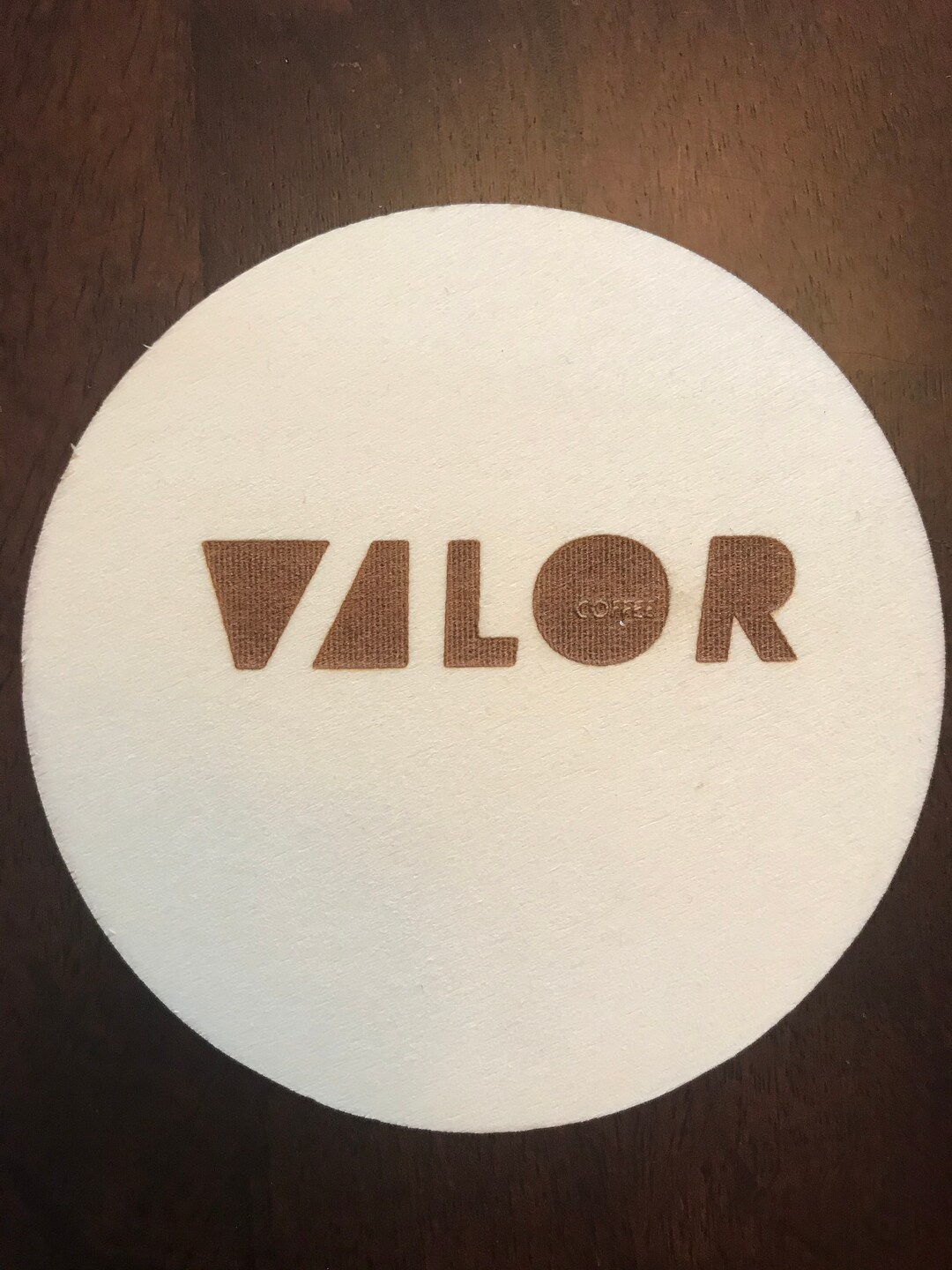 Engraved Wood Coasters 4, Round, Atlanta Georgia Roaster, Valor Coffee ...